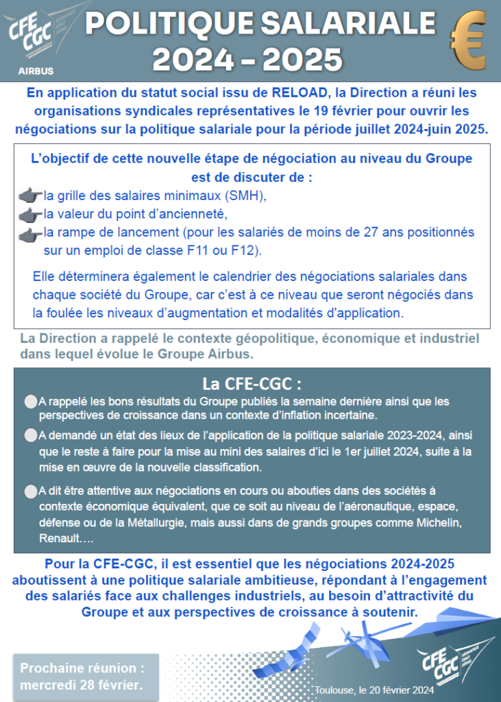 Politique salariale 2024-2025 – CFE-CGC Airbus Defence & Space
